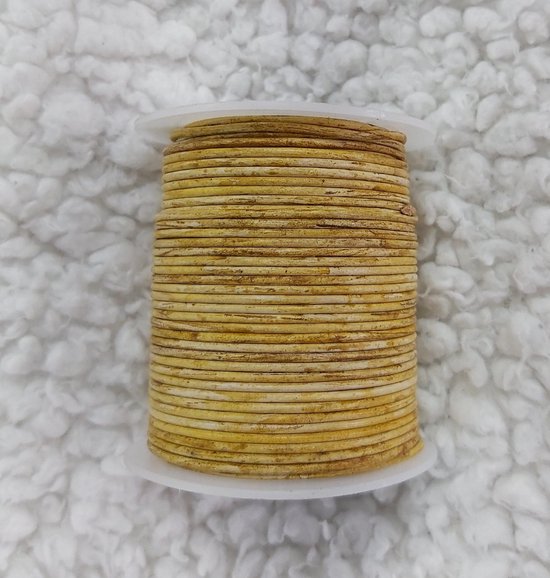 Leren Vintage Naturel lichtbruin hazelnoot rond Koord 1.5 mm 5 meter ...