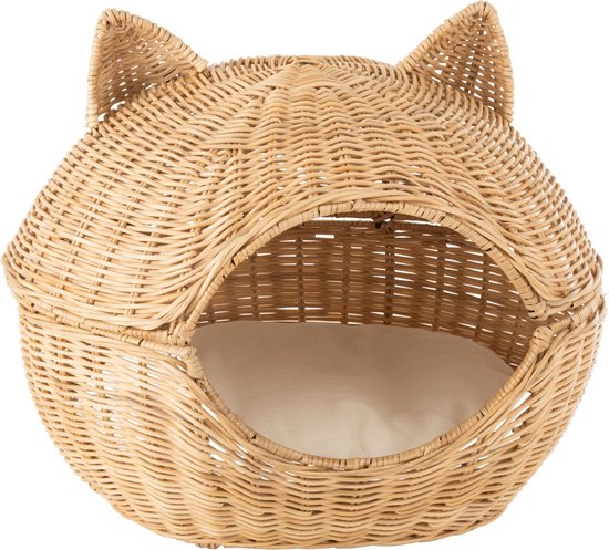 J-Line Kattenmand Kussen Rotan Licht Naturel | bol.com