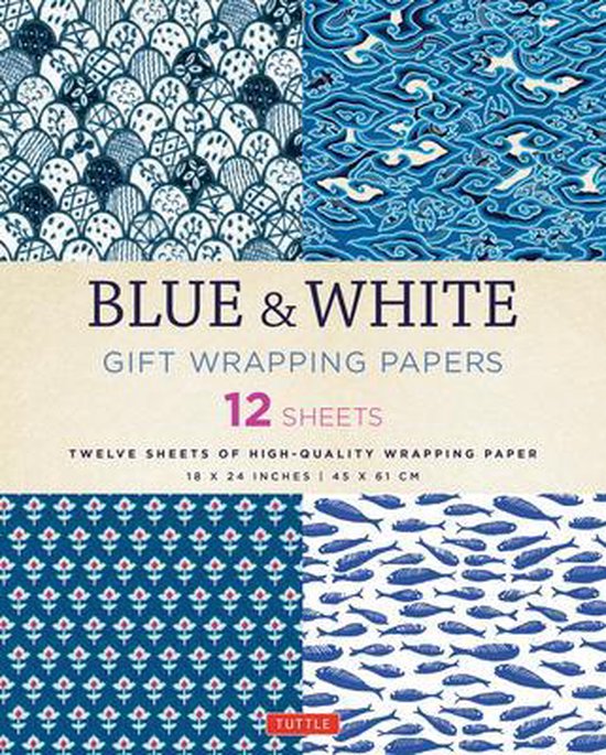 Blue & White Gift Wrapping Papers - 12 Sheets: 18 X 24 Inch (45 X 61 CM ...