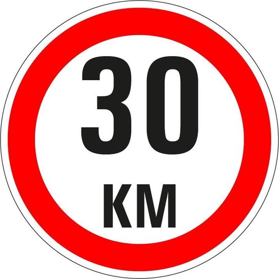Maximaal 30 km sticker, A1 50 mm - 10 stuks per kaart | bol