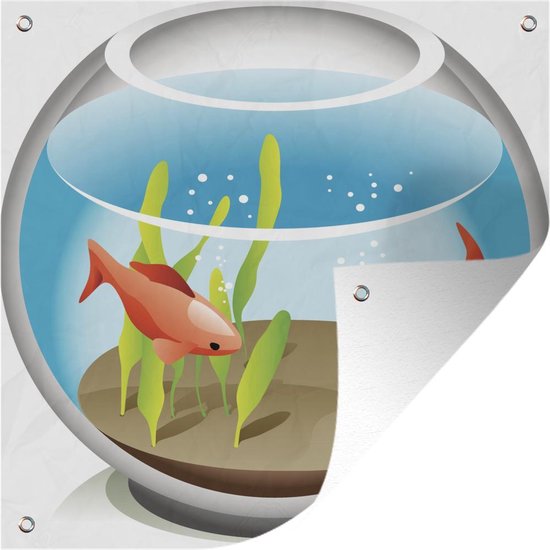 Une illustration de deux poissons rouges dans un bol affiche de jardin ...