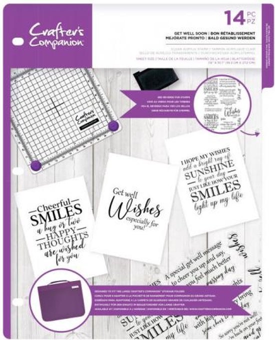 Crafter's Companion Sentiment & Verses Clearstamps - Get Well Soon | bol.com