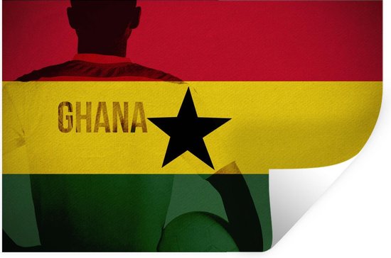 Muurstickers - Voetballer staat in de Ghanese vlag - 30x20 cm ...