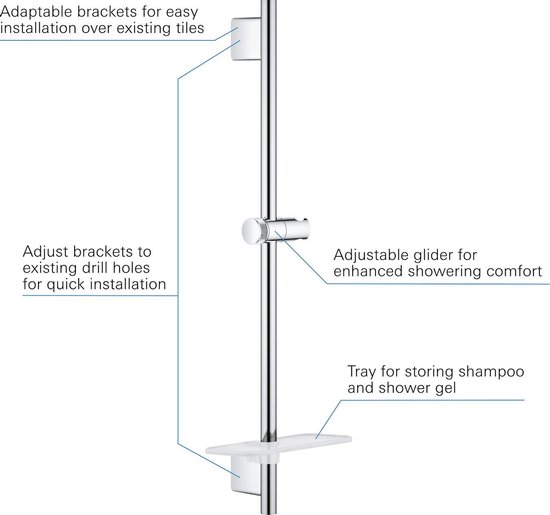 GROHE Rainshower Smartactive Glijstang - 60 cm - met zeepschaal ...