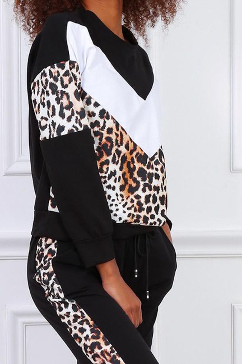 trendy dames pak - huispak - luipaardprint - dames set 2-delig - dames ...