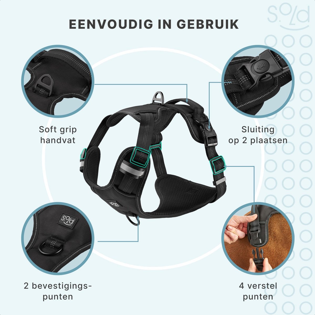 Hondentuigje - Anti-Trek Tuig - Hondenharnas - Y Tuig Hond - Reflecterend - Zwart - Maat L | bol.com