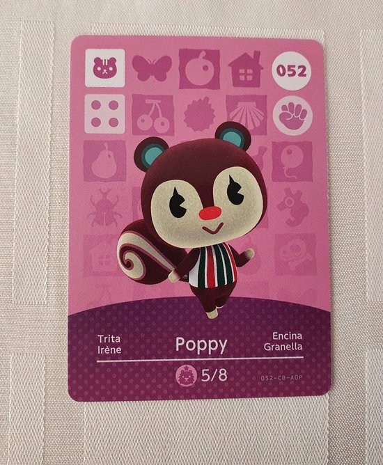 Amiibo animal crossing new horizons origineel Eu Poppy 052 kaart ...