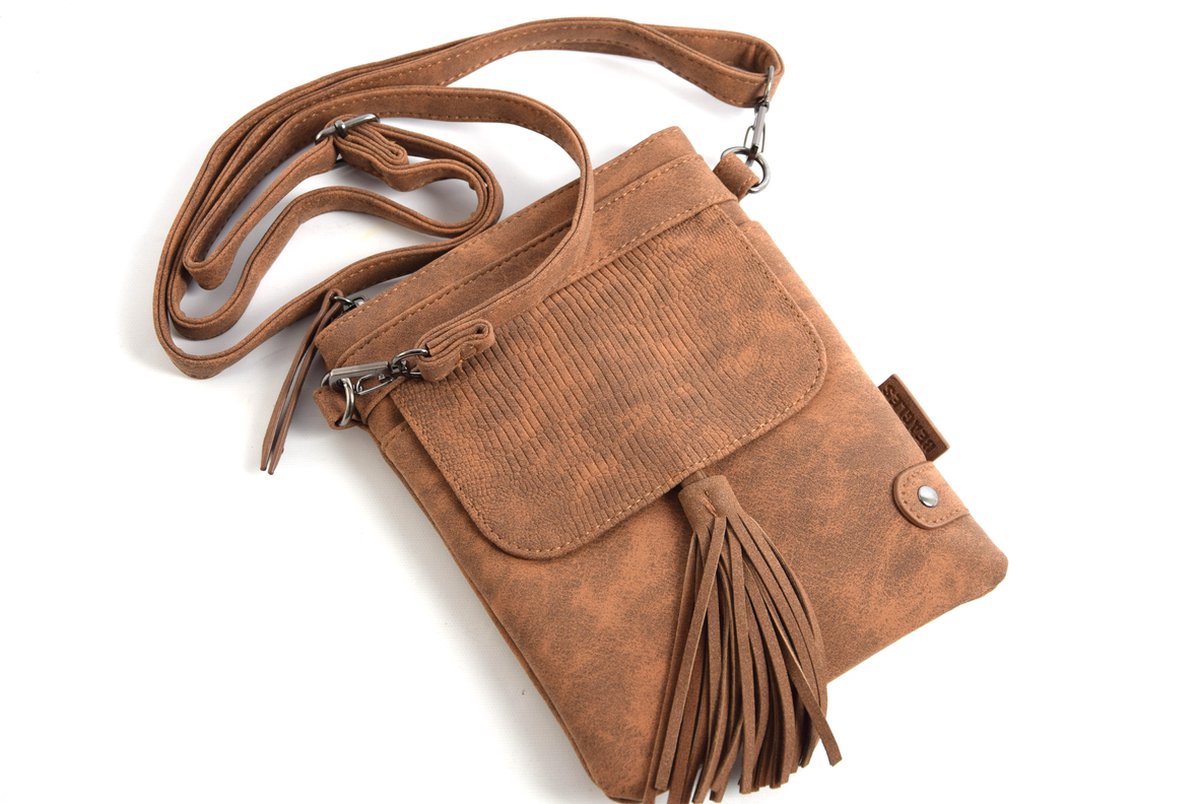 Beagles schoudertas kleine tas voor je pasjes en je telefoon- Camel ...
