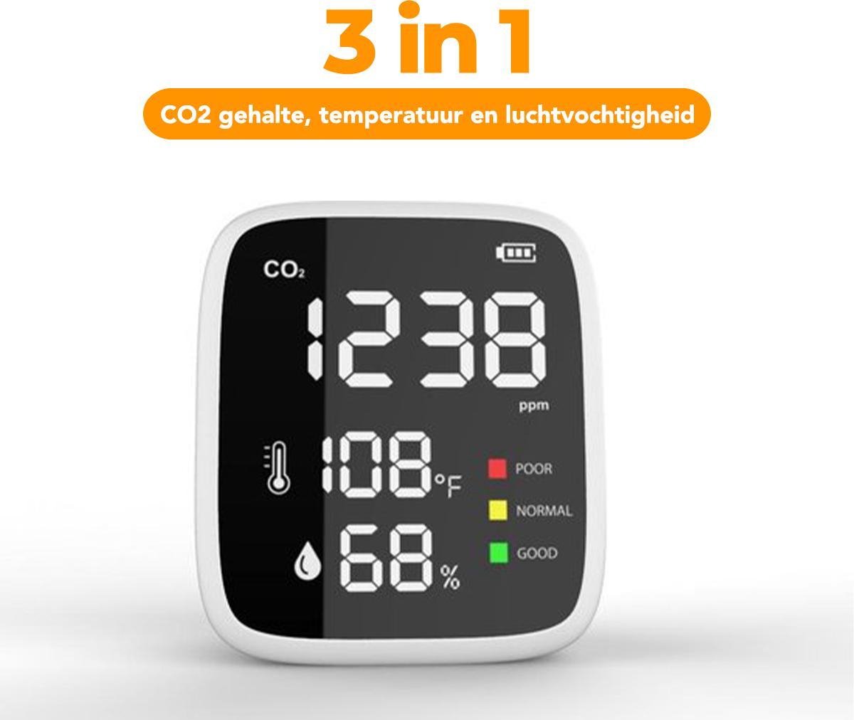 Airsense CO2 meter – Luchtkwaliteitsmeter – CO2 meter binnen – CO2 ...