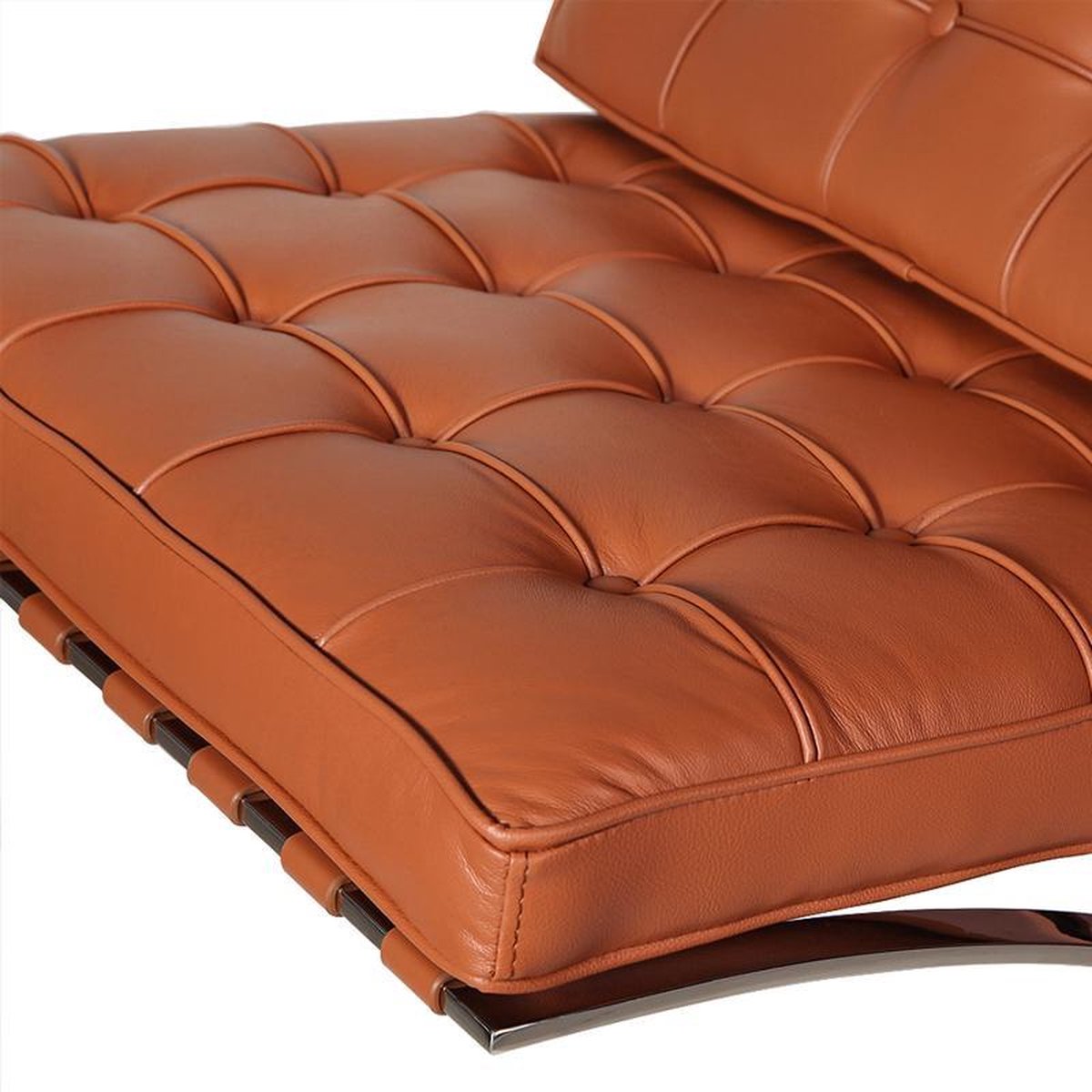 Design lounge stoel Barcelona chair Pavillion in echt cognac bruin leer ...
