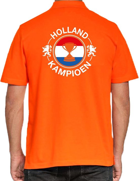 Oranje fan poloshirt voor heren - Holland kampioen met beker ...
