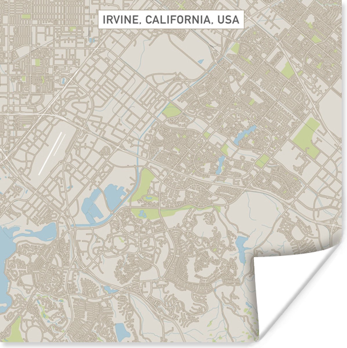 Une illustration d'une carte de la ville d'Irvine poster 75x75 cm ...