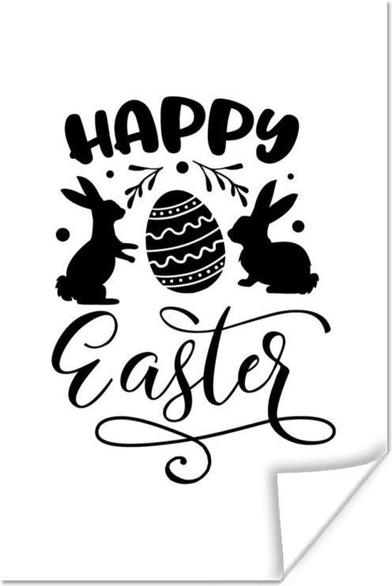 Poster Pasen - Quotes - Happy easter - Paasei - Paashaas - 20x30 cm | bol