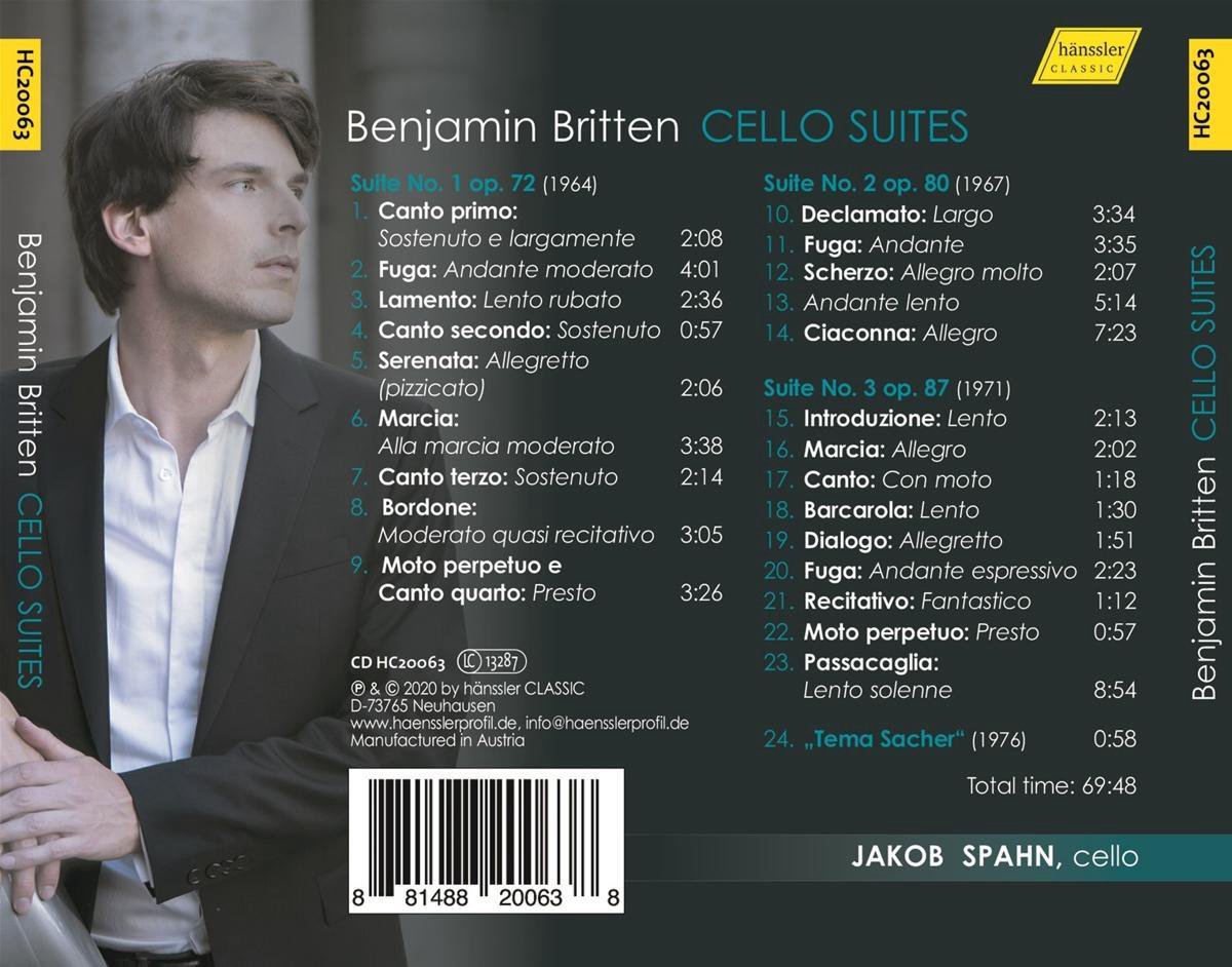 Benjamin Britten: Cello Suites, Spahn,jakob | CD (album) | Muziek | bol.com