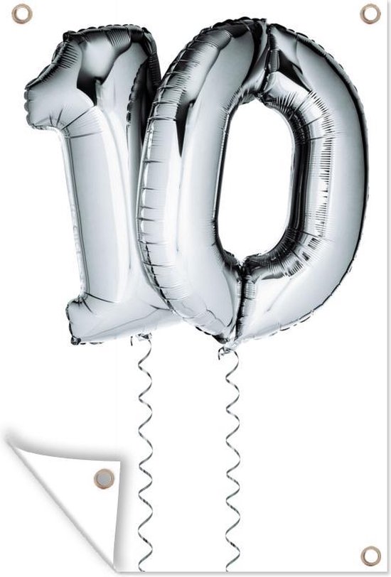 Tuinposter - Tuindoek - Tuinposters buiten - Ballonnen vormen cijfer 10 ...