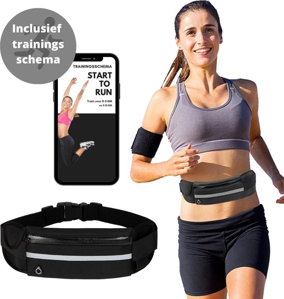 Hardloop gordel zwart - Hardloopband met bidon - Running belt - Sport ...