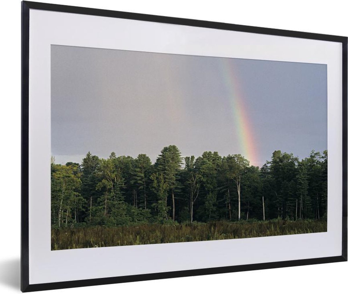 Fotolijst incl. Poster - Regenboog over de loofbossen in het Nationaal ...