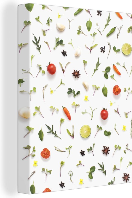 Peintures sur toile - Fruits et légumes sur un tableau blanc - 90x120 ...