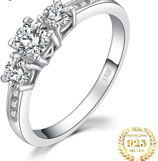Sterling Zilveren S925 9-Steens Cubic Zirconia Ring 16mm | bol.com