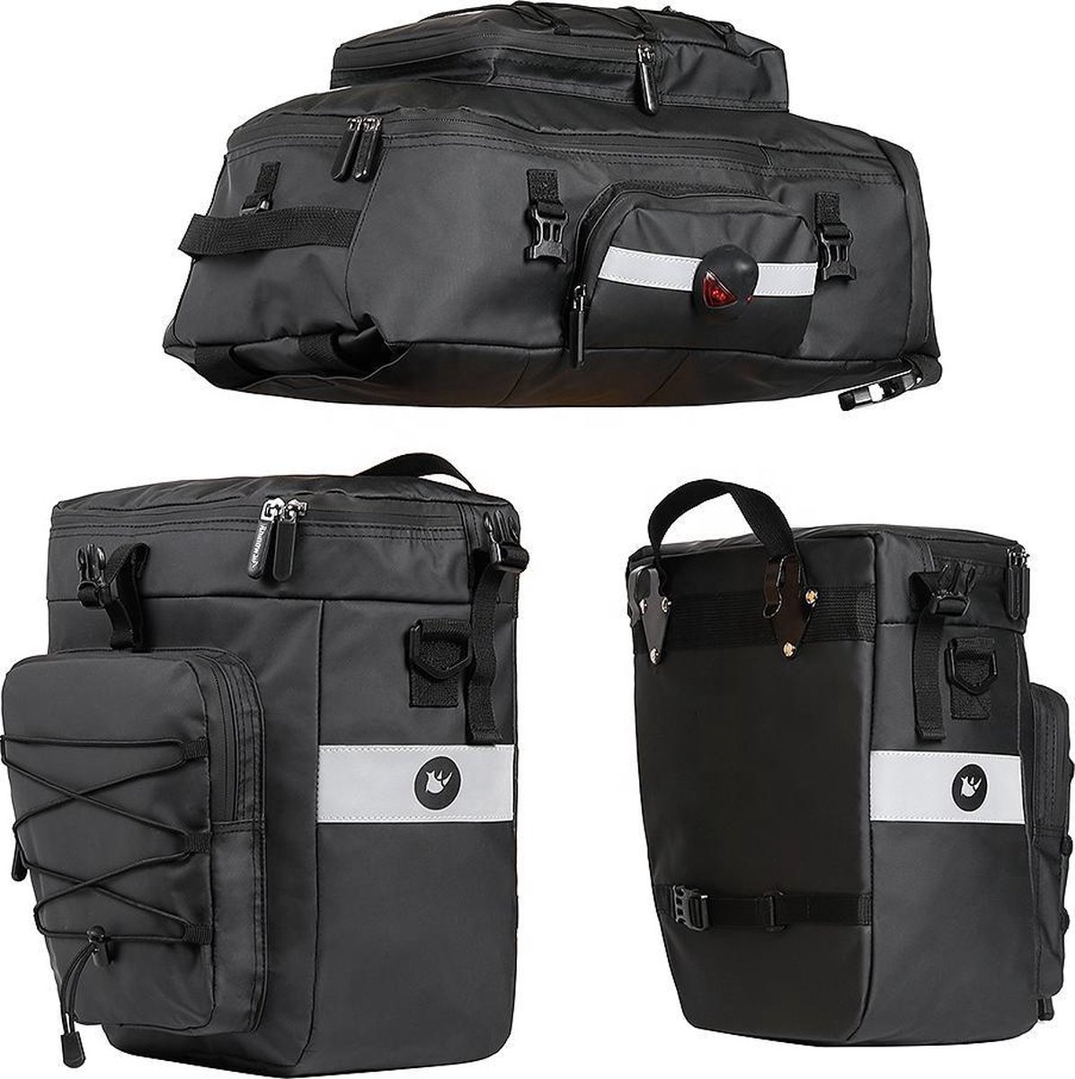 Fietstassen dubbel Rugzak Fietstas Rugtas Bagagedrager Fiets Regenhoes ...