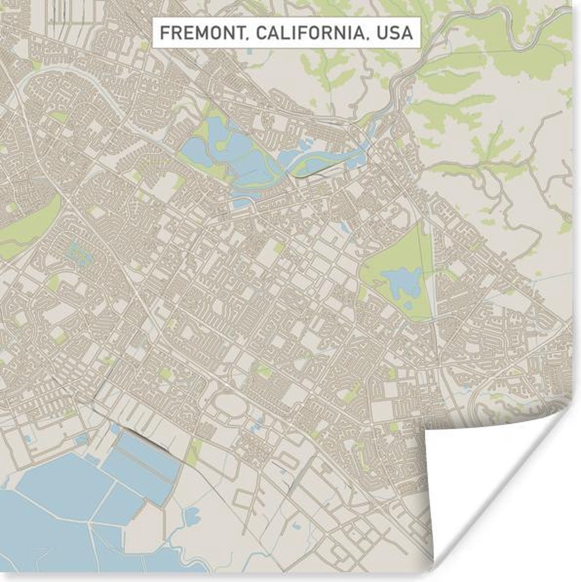 Une illustration d'un poster de plan de ville de Fremont - Carte 50x50 ...