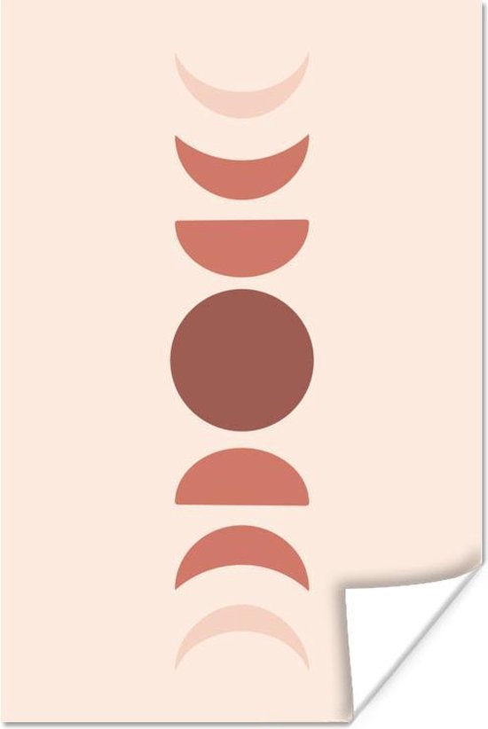 Affiche dessin avec les phases abstraites de la lune - 80x120 cm | bol.com