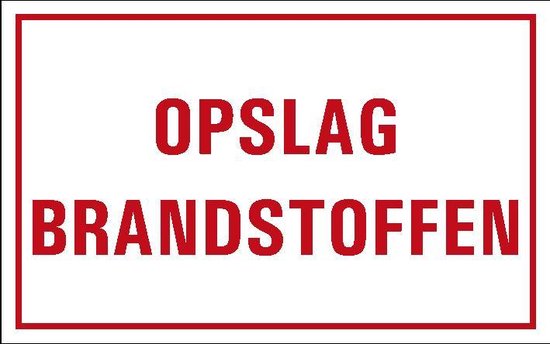 Opslag brandstoffen tekststicker 320 x 200 mm | bol