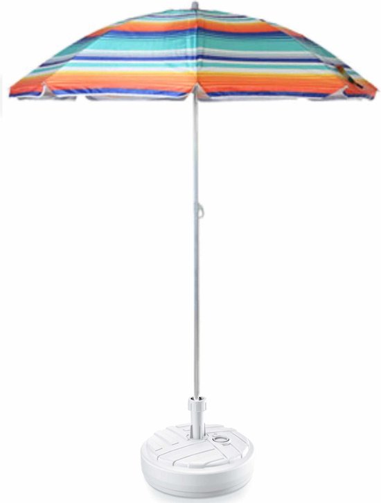 Gestreepte lichtgewicht strand/tuin basic parasol van nylon 140 cm ...