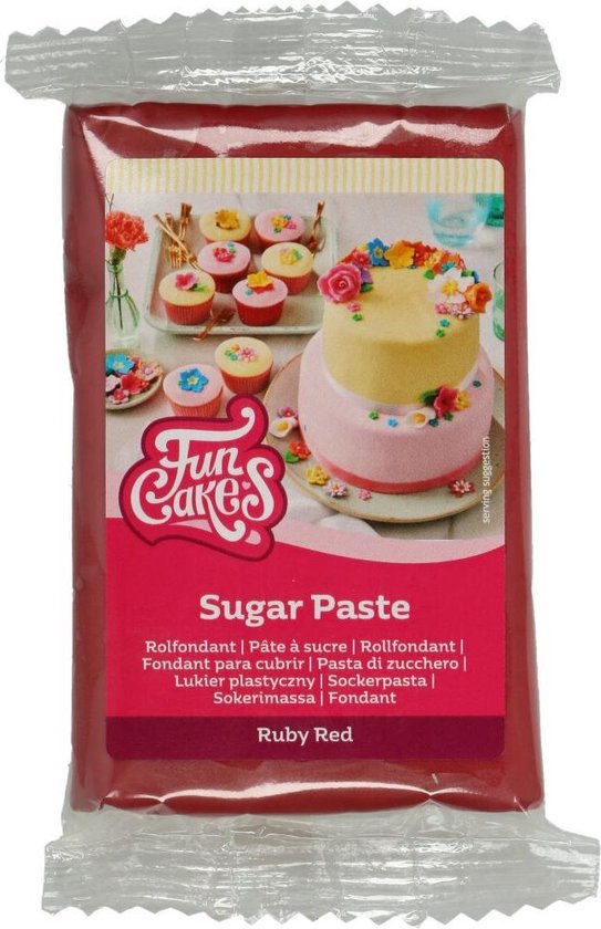 FunCakes Rolfondant - Ruby Rood - 250g - Fondant - Taartdecoratie | bol