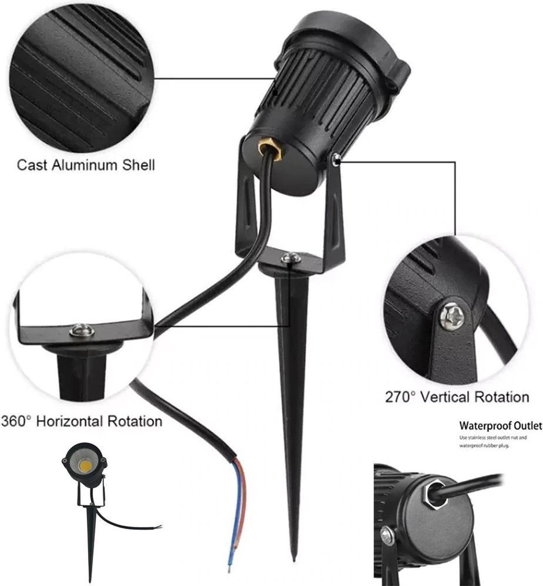 Tuinspot prikspot met aansluitsnoer 20 cm. De led tuinspot op spies is ...