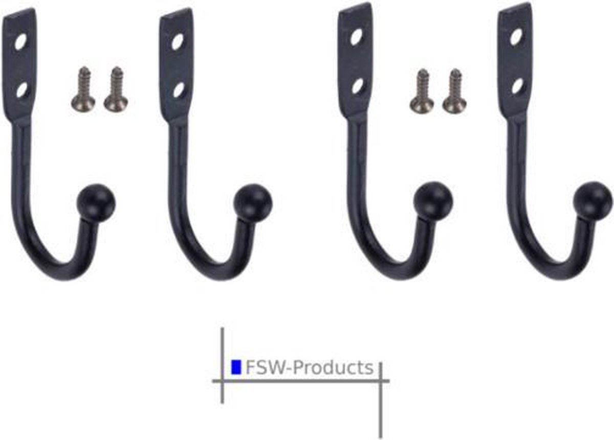 bol.com | FSW-Products - 4 Stuks - Ophanghaken - Kapstokhaken ...