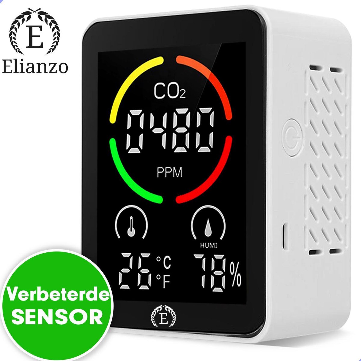 Elianzo® 3 in 1 CO2 meter - Luchtkwaliteitsmeter - CO2 Meter Binnen ...