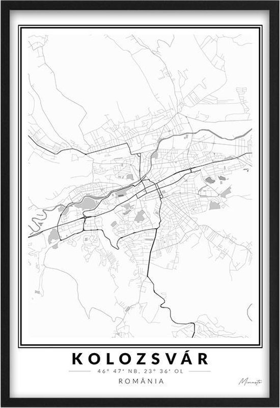 MINUSTO Poster - Stad Kolozsv?r - 42 X 30 Cm - Wit | bol.com