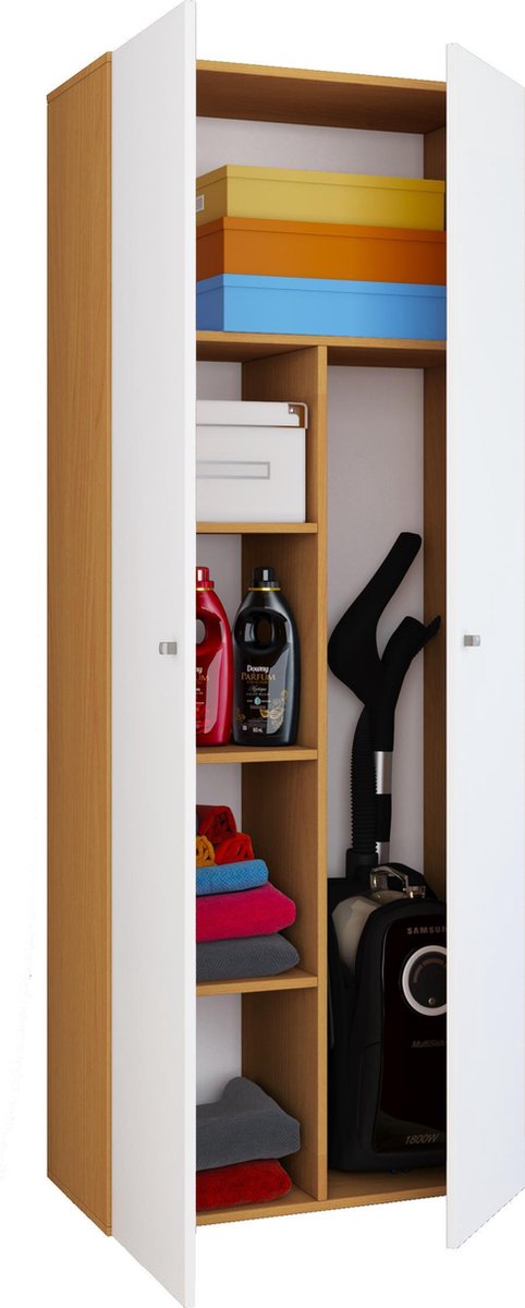Vandol IIkombi Universele kast, schoonmaakkast 2 deuren Beuken decor ...
