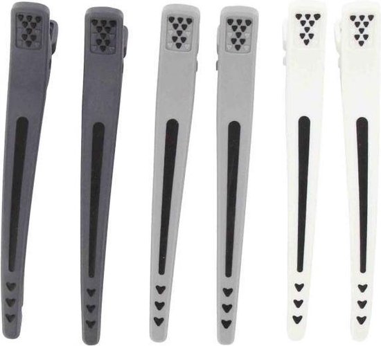 Klem Ganzebek Lang Zwart/Grijs/Wit Met Motief 6 stuks - Haarklem ...