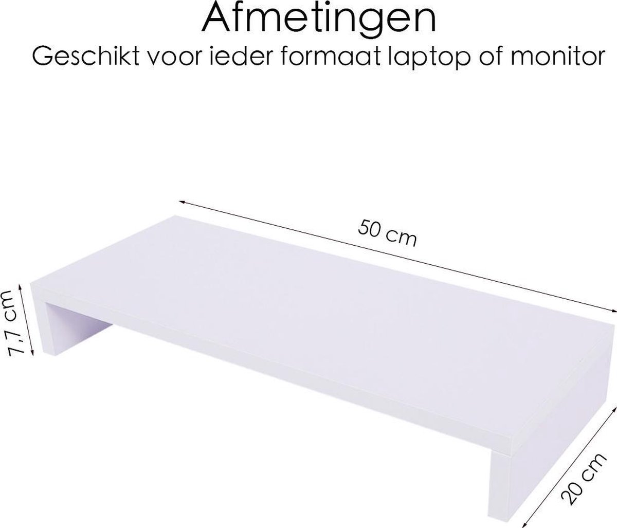 Monitorstandaard - 50cm x 20cm x 8cm - Wit | bol.com