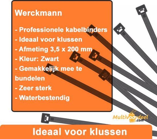 Professionele Werckmann Kabelbinders 3,5 x 200 mm - 100 stuks - Extra ...