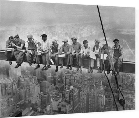 Lunch atop a Skyscraper - Foto op Plexiglas - 80 x 60 cm | bol