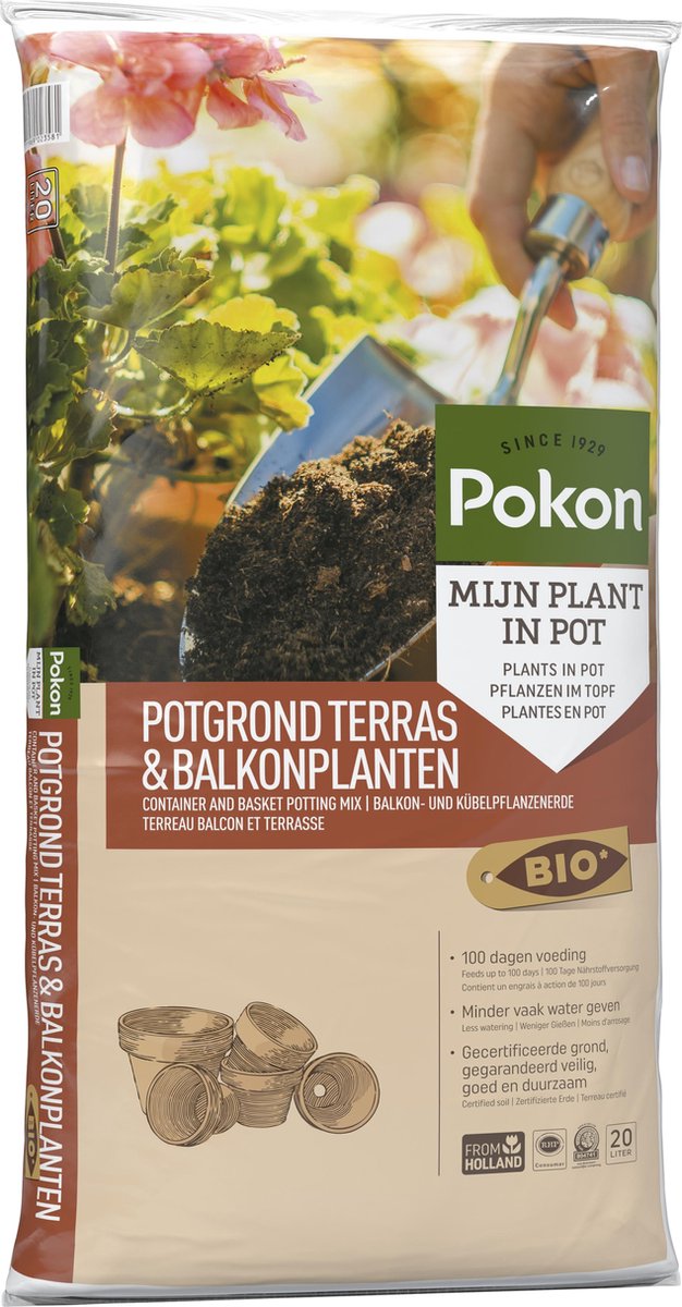 Pokon Bio Potgrond voor Terras & Balkonplanten - 20l - potgrond ...