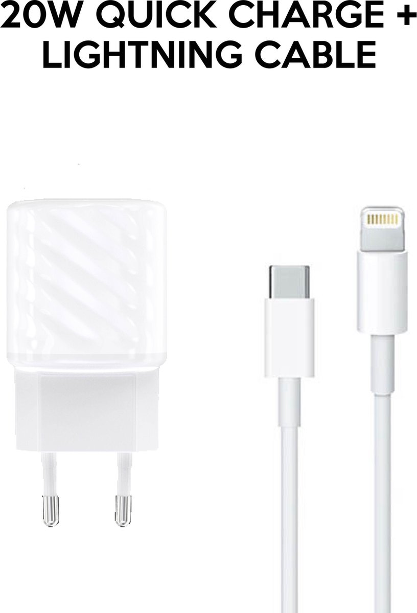 Snelle iPhone Oplader - USB-C Adapter inclusief Lightning kabel - Wit ...