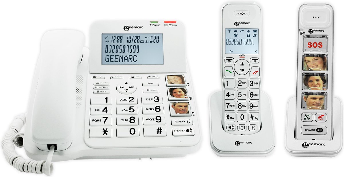 GEEMARC 295 Senior Pack: Vaste Telefoon met 3 FOTO-TOETSEN + Draadloze telefoon +... | bol