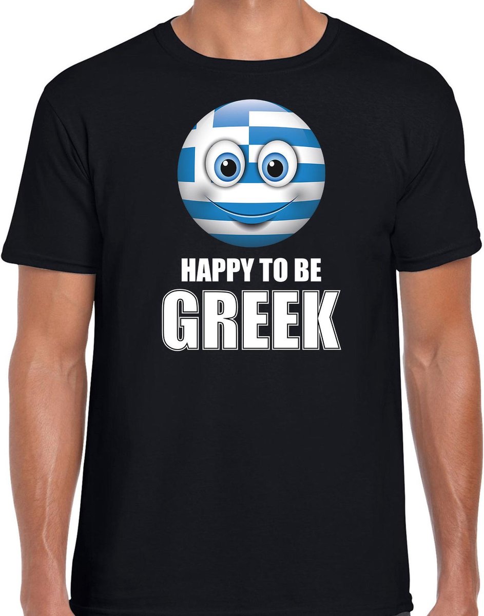 Griekenland Happy to be Greek landen t-shirt met emoticon - zwart ...