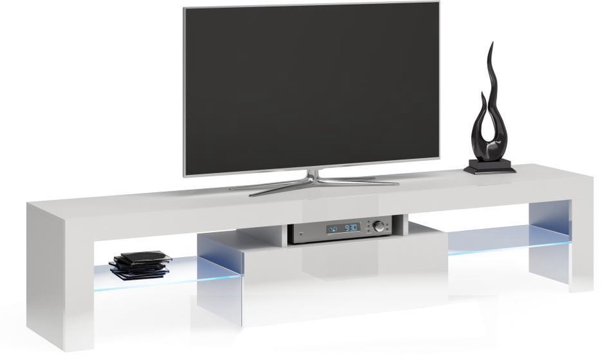 VERA - TV Meubel - Hoogglans Wit - Modern Design - Met LED-verlichting ...