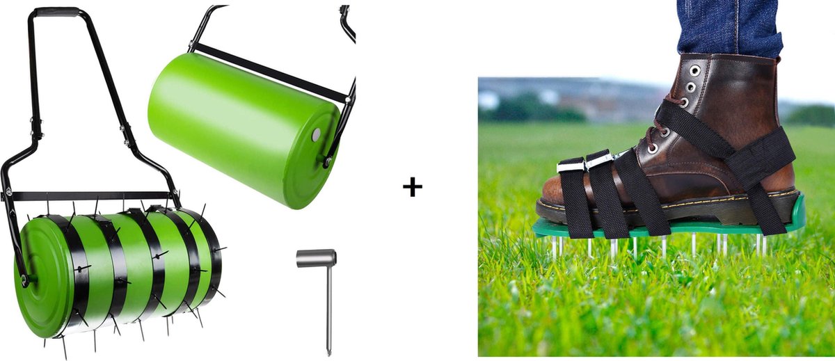 Gardenhose® Tuinwals Gazonroller met Gazonschoenen Grasbeluchter ...