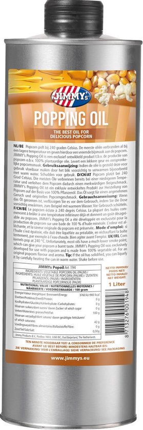 Jimmy's popping oil 1 liter | bol