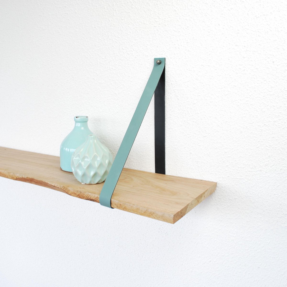 Leren plankdragers lood grijs – 2,5 cm breed – Echt leer – Set van 2 ...