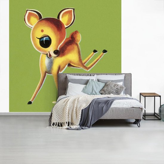 Behang - Fotobehang - een blij en jong hert - Breedte 260 cm x hoogte ...