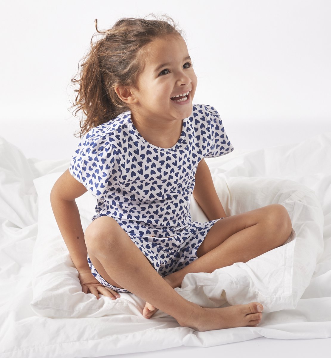 Little Label Pyjama Meisjes Maat 146-152 - Wit, Blauw - Zachte BIO ...