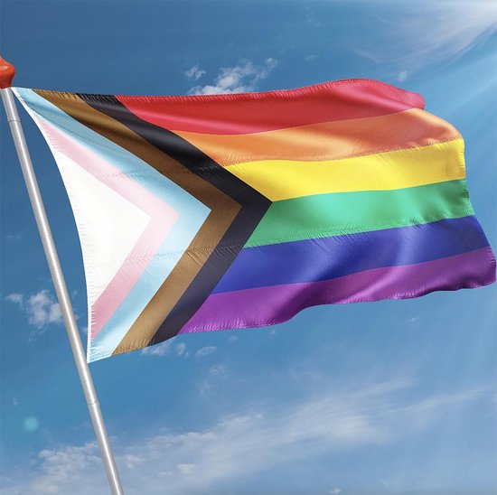 Pride vlag 2019 versie - 150 x 90 cm - Regenboog vlag - LGBTQ+ vlag - Nieuwe versie -... | bol