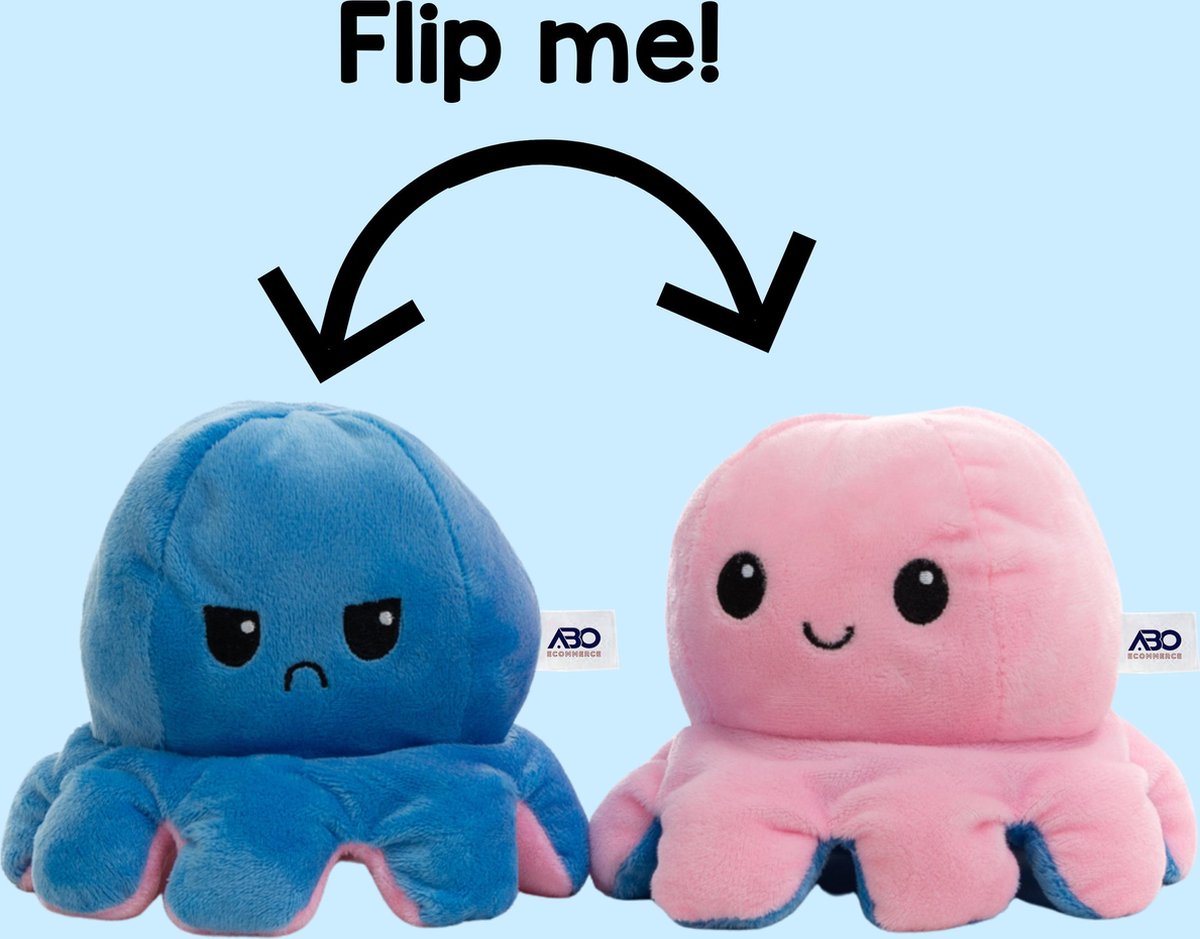 ABOecommerce Octopus Knuffel Mood - Reversible Octopus - Emotie Knuffel ...